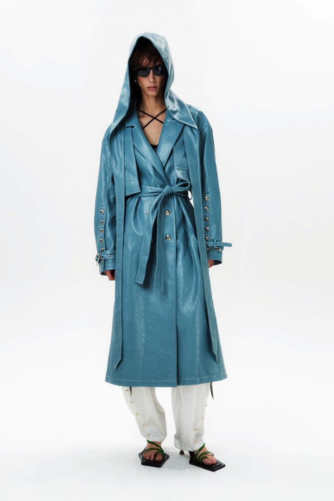 Detachable Hood Leather Trench Coat – HAN WEN STUDIO