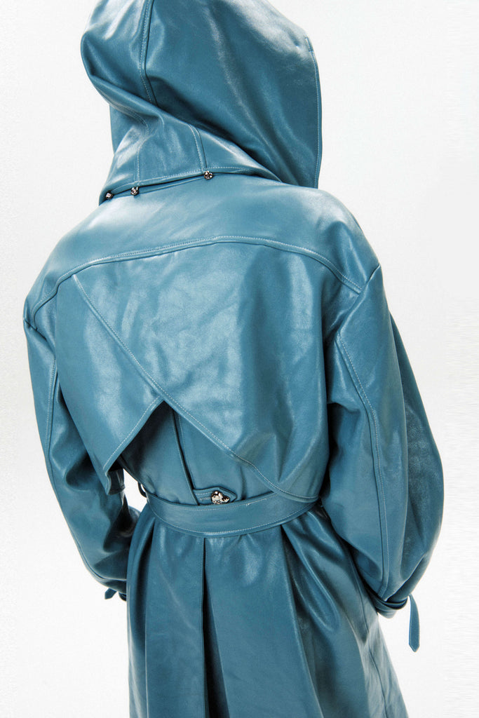 Detachable Hood Leather Trench Coat – HAN WEN STUDIO