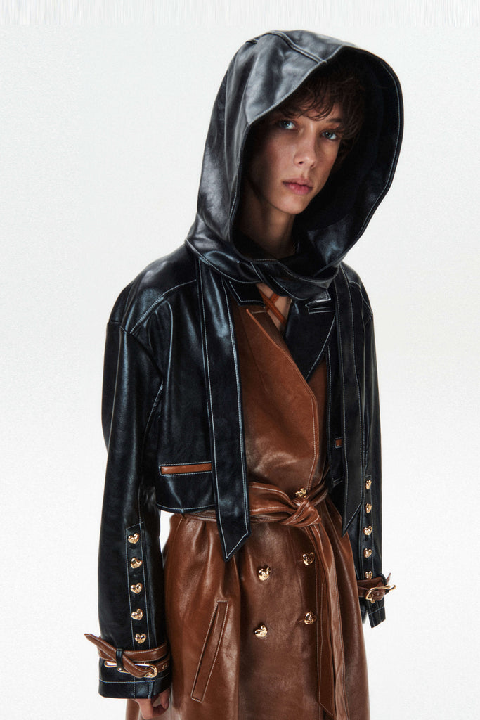 Detachable Hood Leather Trench Coat – HAN WEN STUDIO