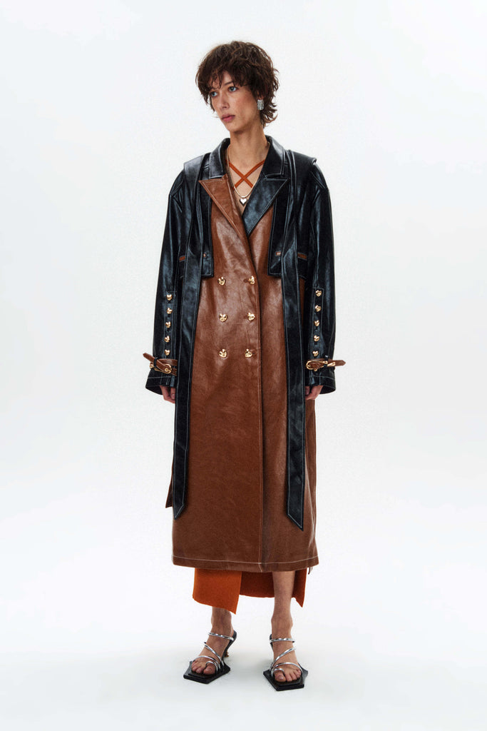 Detachable Hood Leather Trench Coat – HAN WEN STUDIO