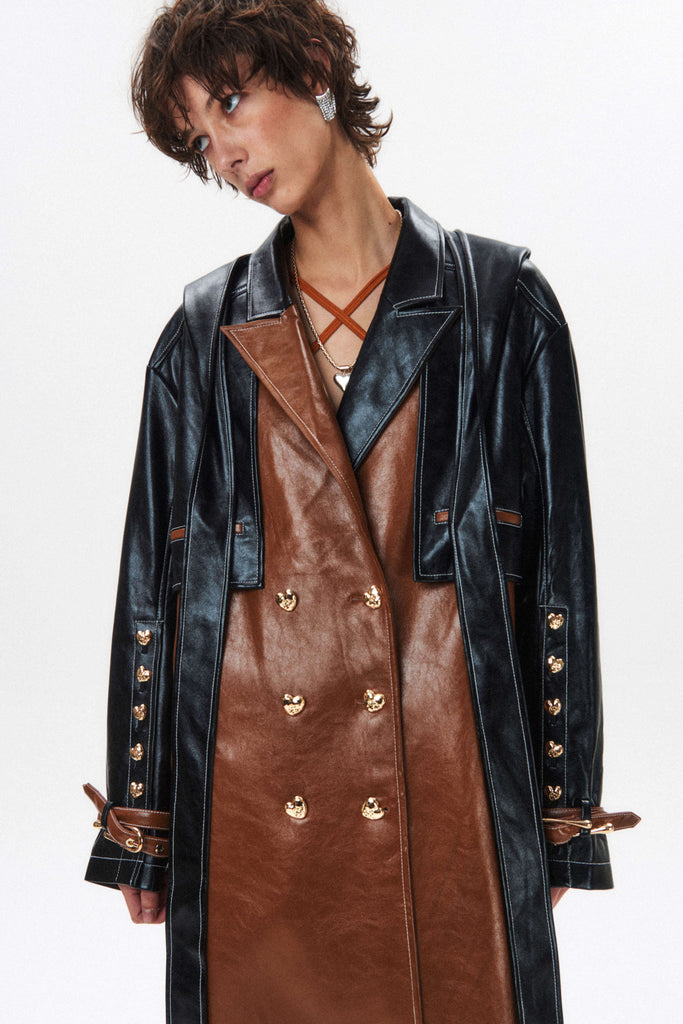 Detachable Hood Leather Trench Coat – HAN WEN STUDIO